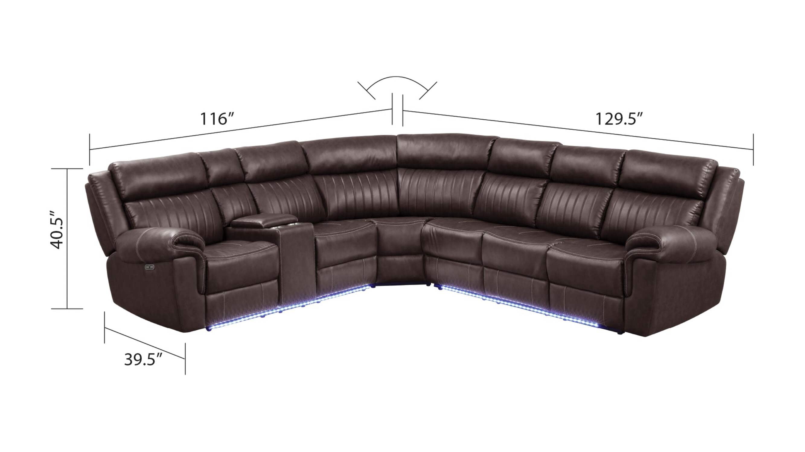 Modern Style Recliner Sectional Sofa Made With Wood In Brown Brown Faux ...