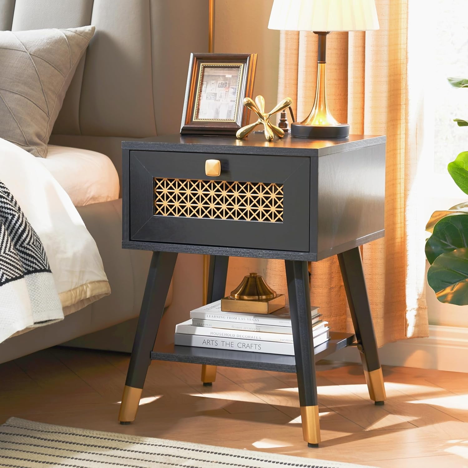 Modern Style Side Table, Small End Table with Drawer and Shelf for ...