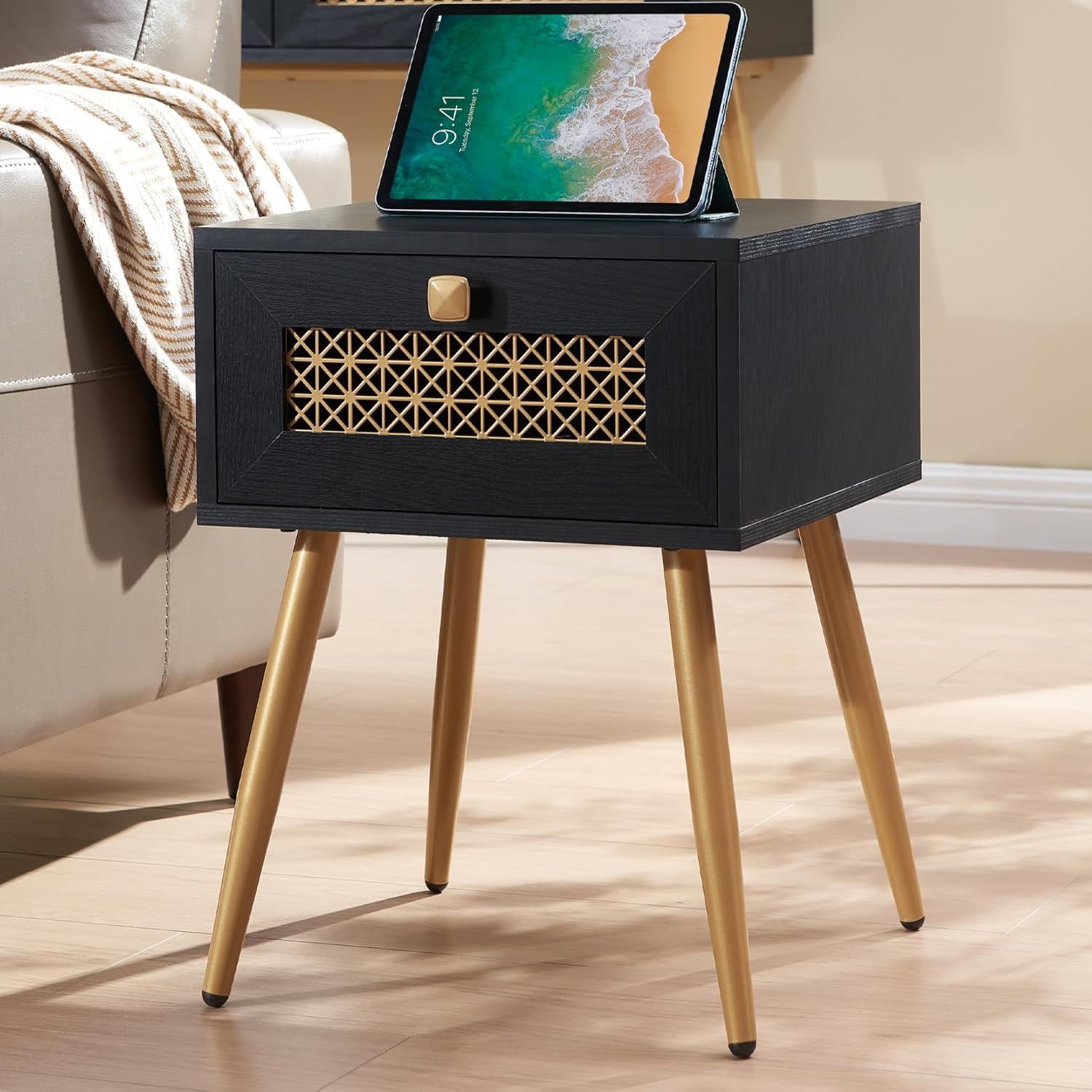 Modern Style Side Table, Small End Table with Drawer for Living Room ...