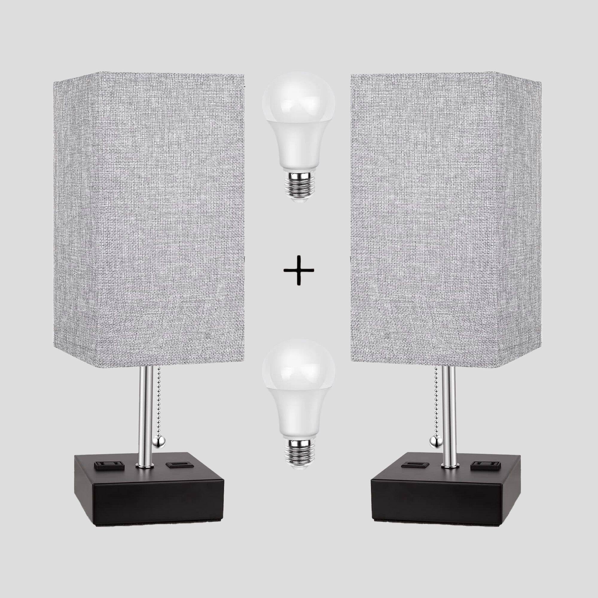 Tacoday Modern Style Table Lamps Set of 2, 3 Color Modes, USB Port ...