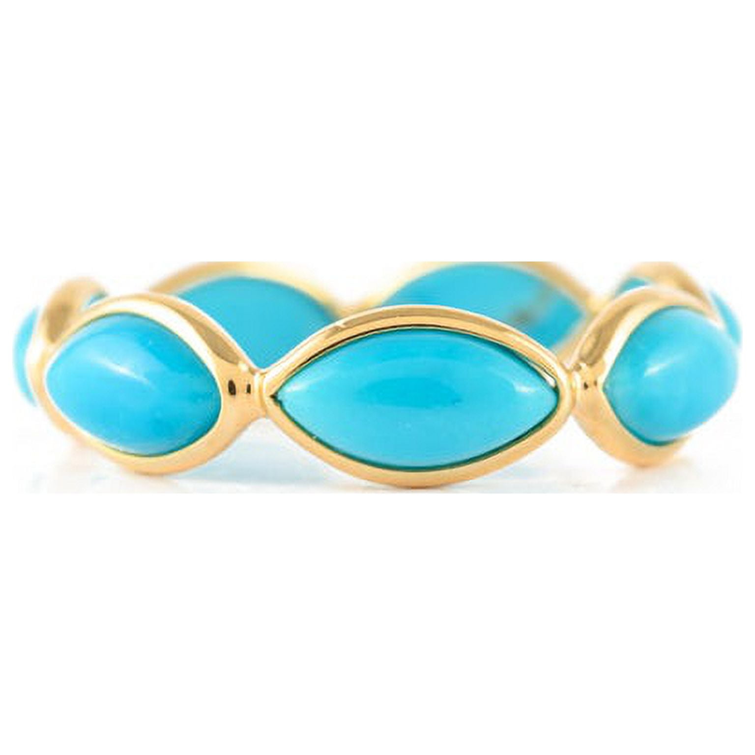 Modern Style Stackable Turquoise Eternity Band Ring in 18k Yellow Gold ...