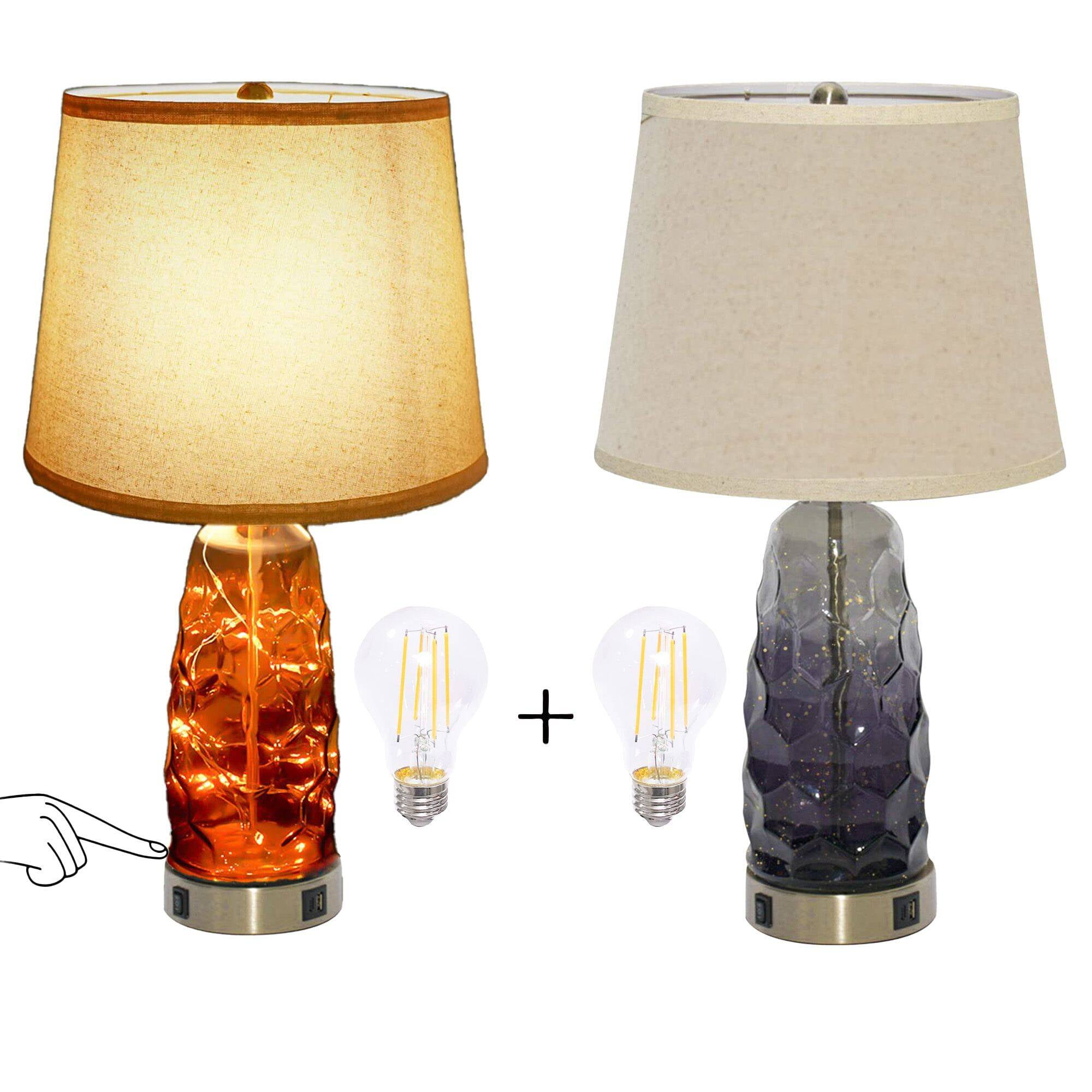 Modern Style Table Lamps Set of 2 with 3 Way Dimmable Touch Switch, PD ...