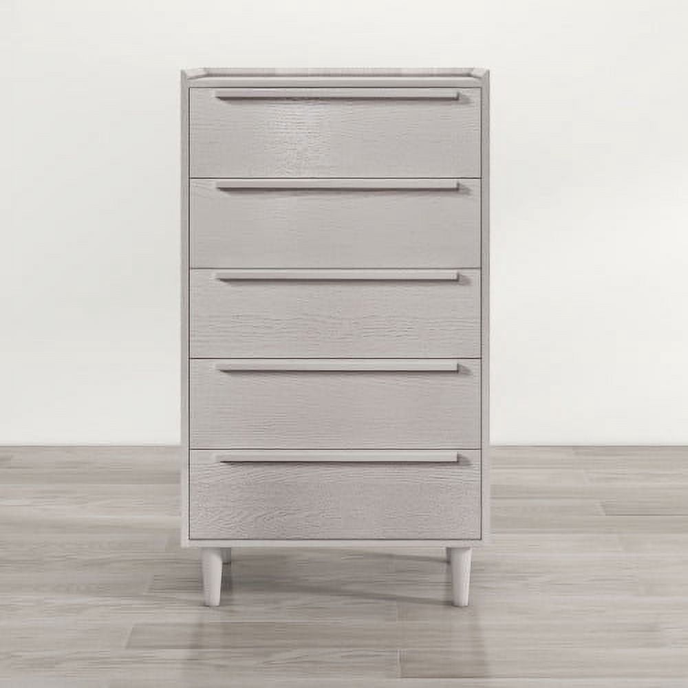 Modern Style Wood Grain 5-Drawer Chest with Solid Wood Legs, Stone Gray ...