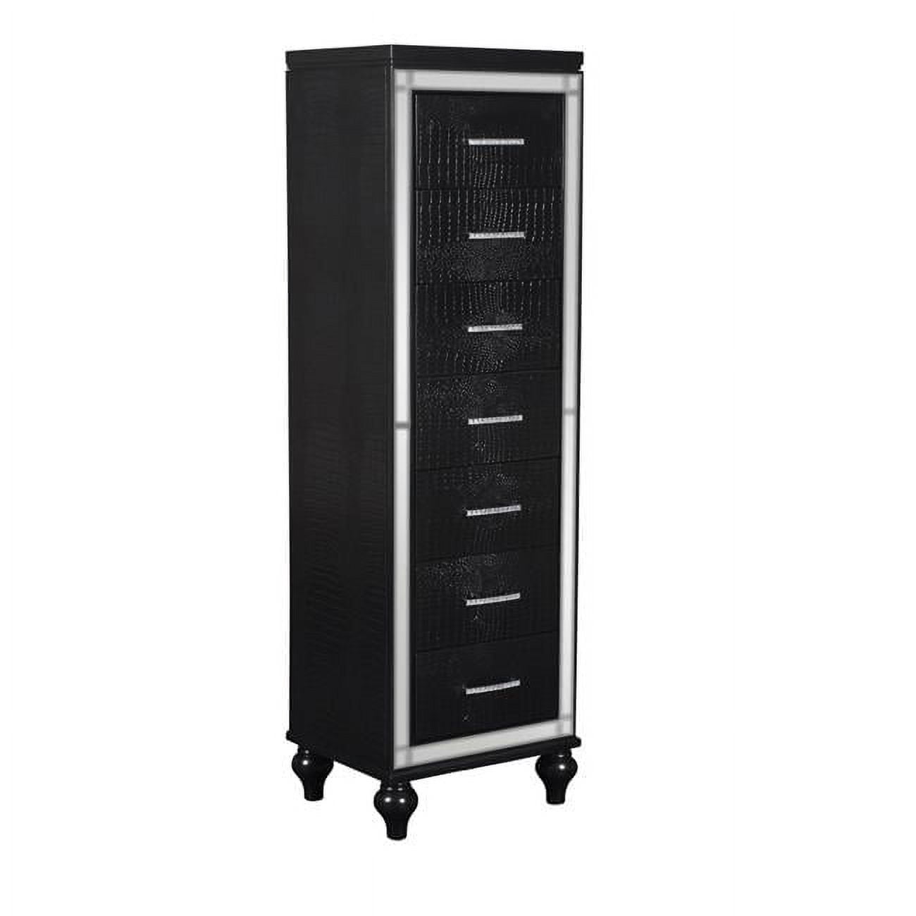 Modern Style Wooden Chest with Mock Croc Panels, Black - Walmart.com