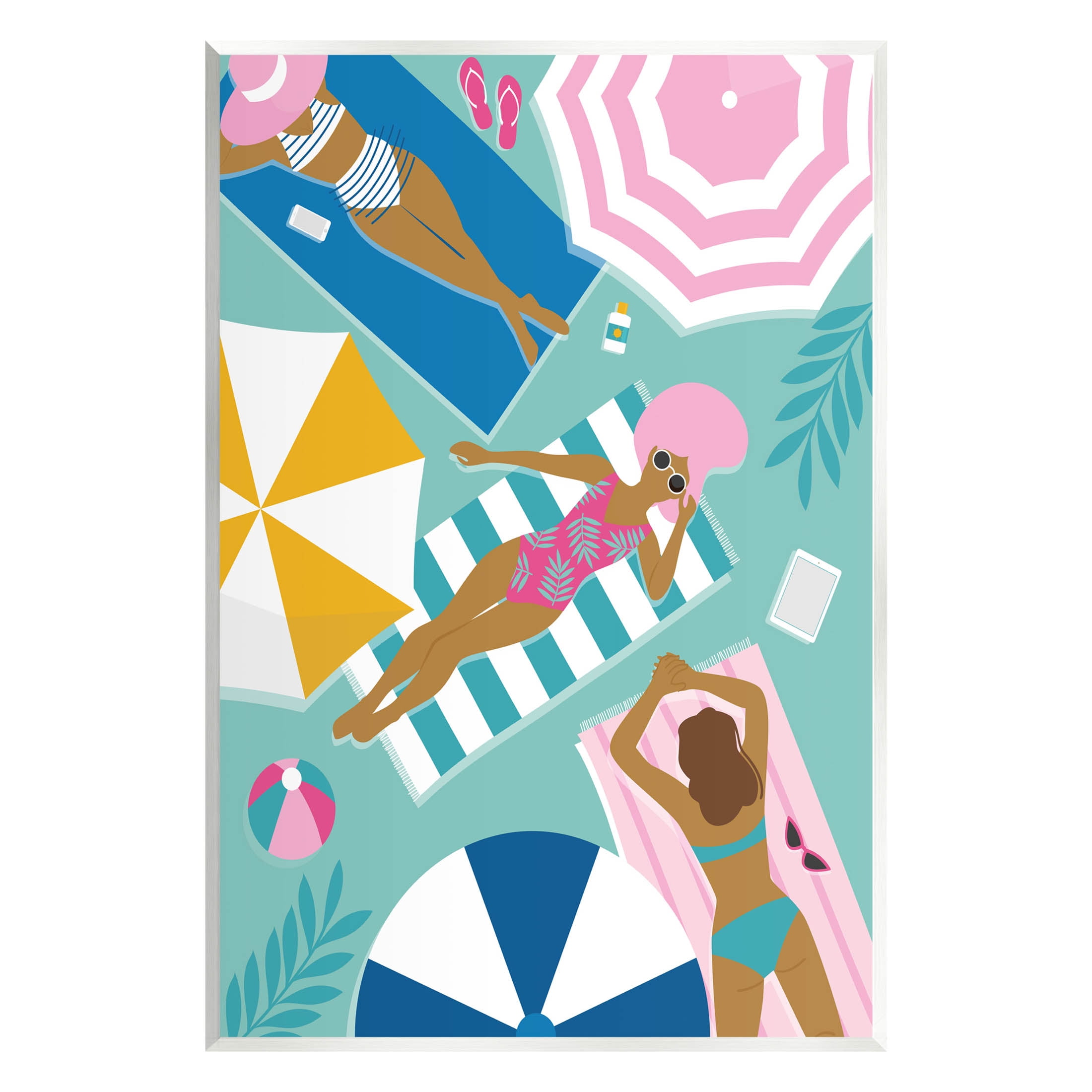 Modern Summer Sunbathing Girls Coastal Graphic Art Unframed Art Print ...