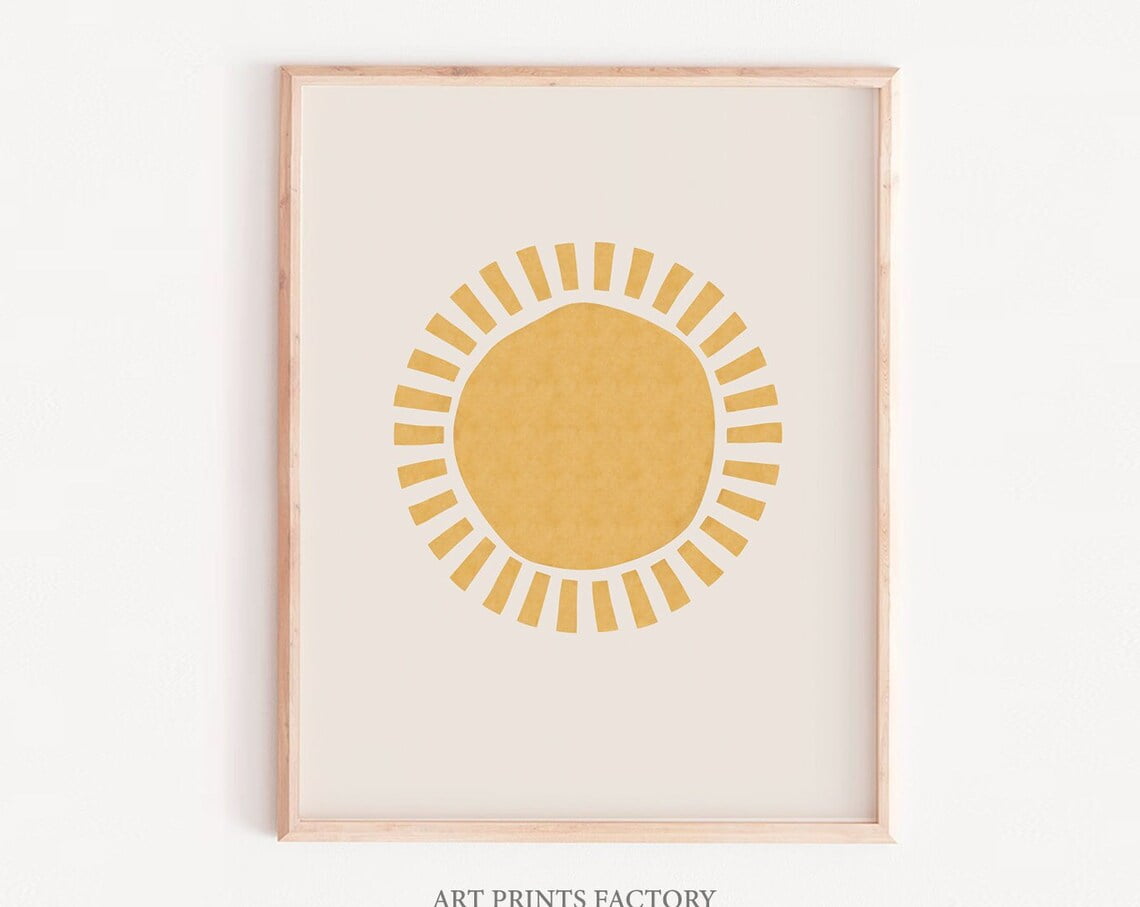 Modern Sunshine Print, Boho Sun Print, Neutral Sun, Mid Century Modern ...