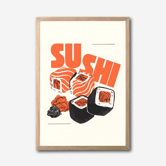 Modern Sushi Canvas Wall Art Bold Kitchen Decor with Japanese Food ...