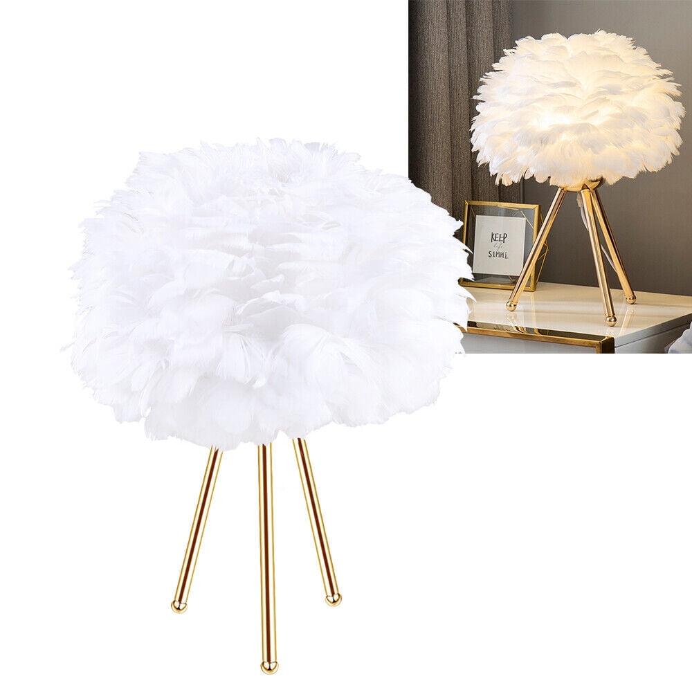 Modern Swan Feather Table Lamp Nightstand Lamp Romantic Bedroom Desk ...