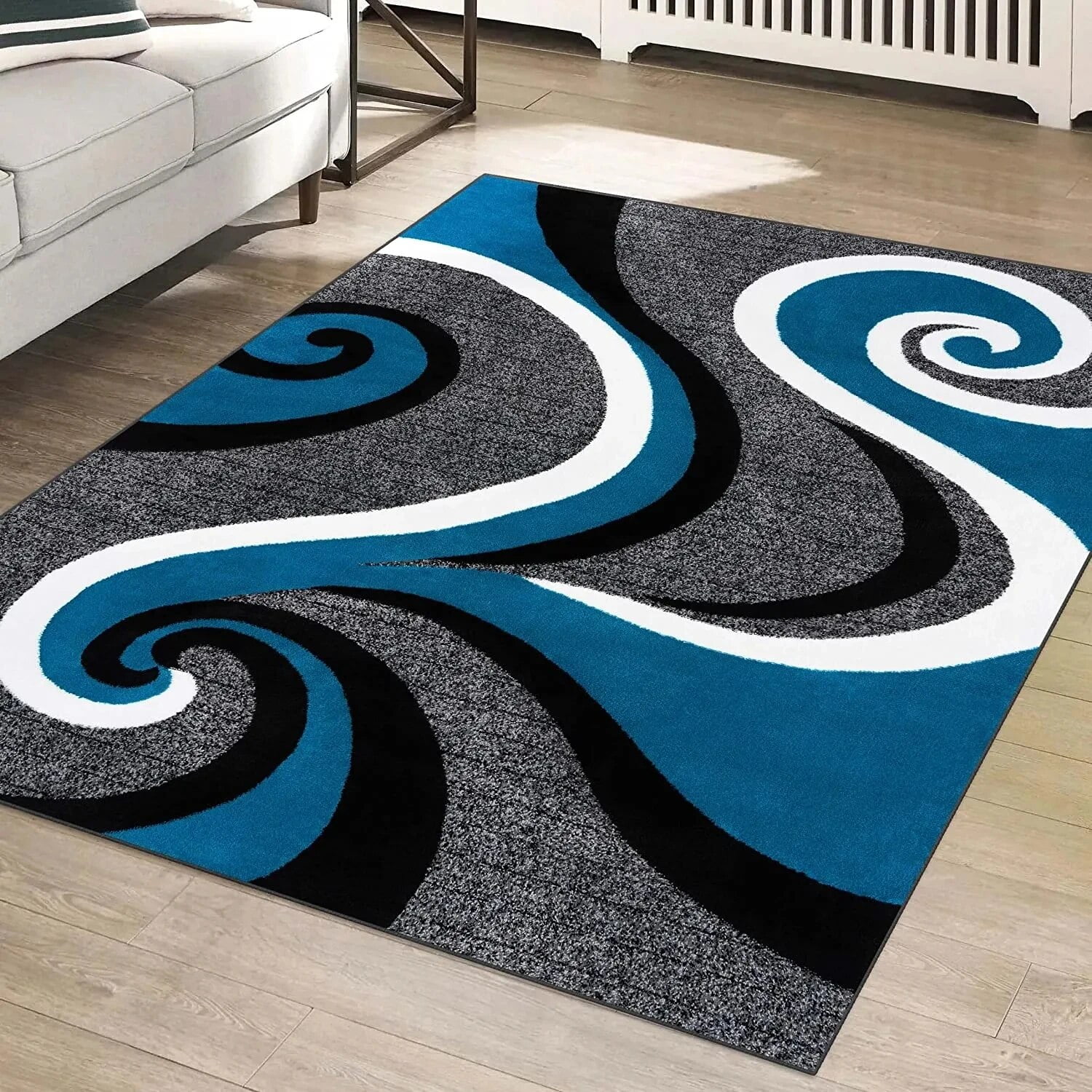 Modern Swirls Carpet for Living Room Home Decor Sofa Table Large Area ...