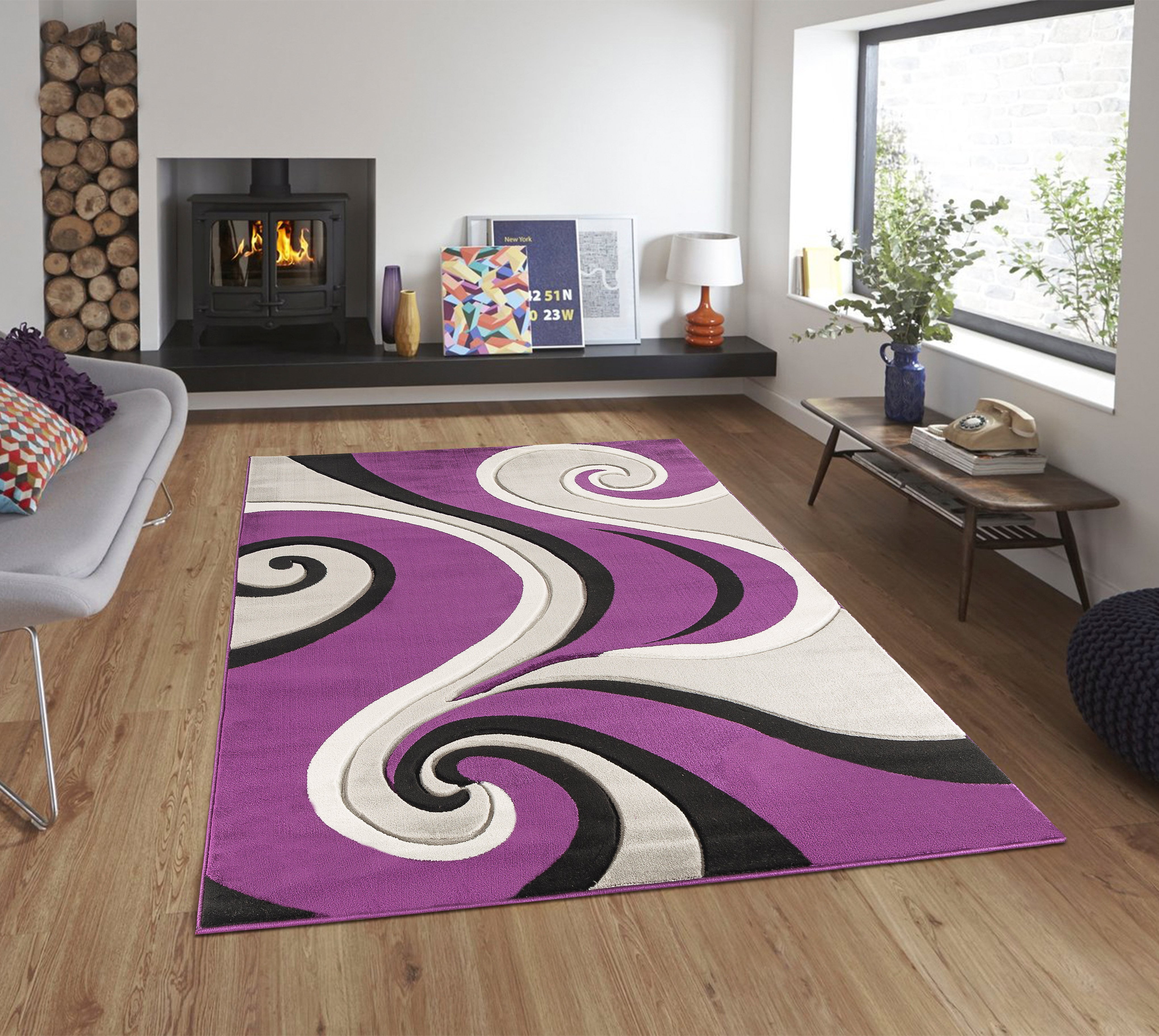 Modern Swirls Hand-Carved Soft Living Room Area Rug - Walmart.com