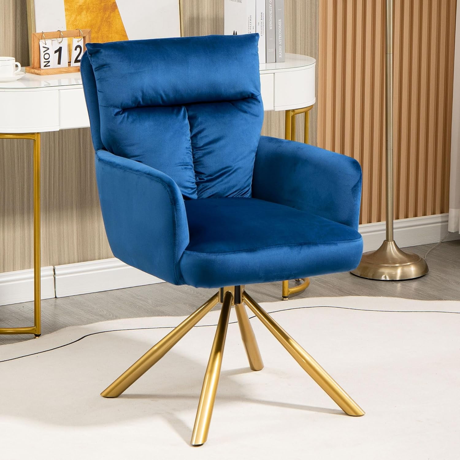 Modern Swivel Accent Chair with Arm Rests, Office Velvet Desk Chair ...