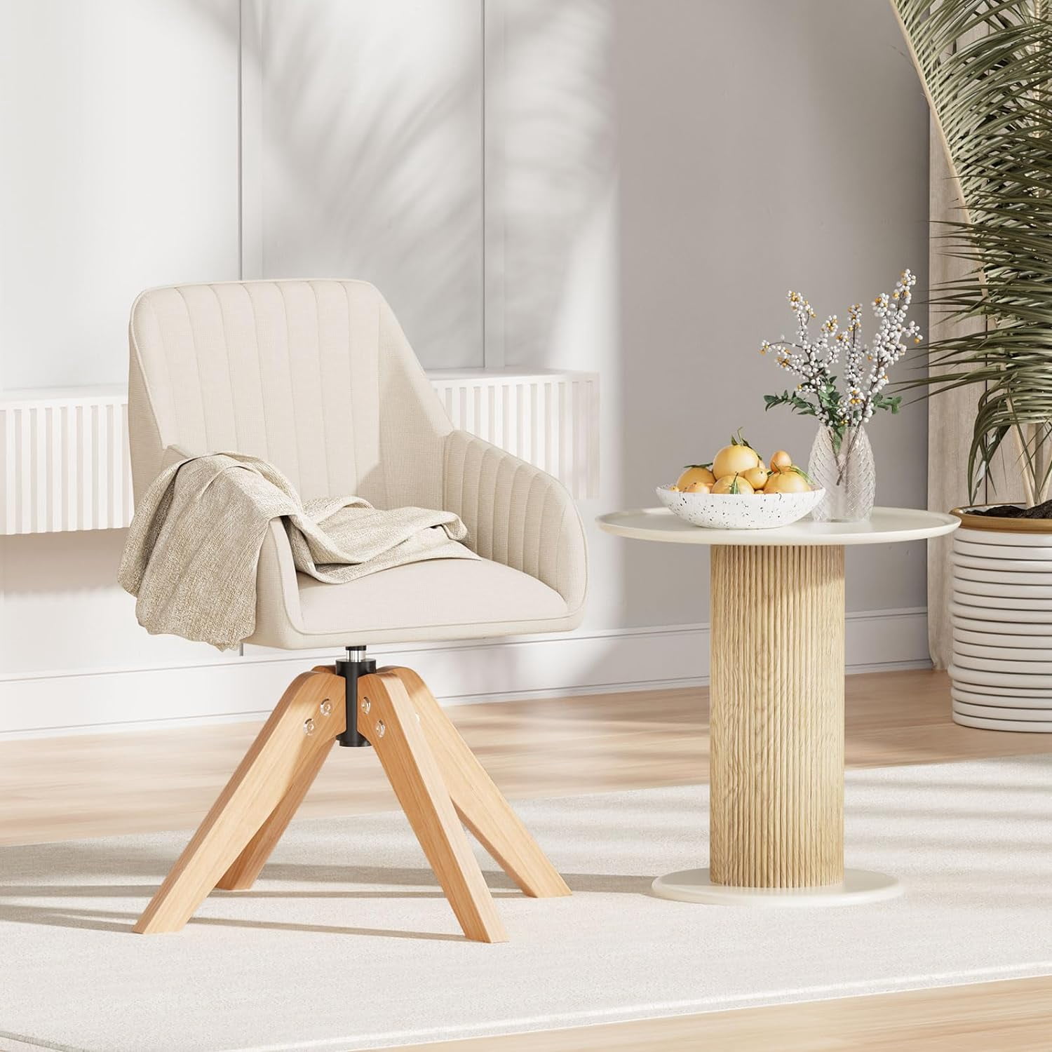 Modern Swivel Accent Chair for Living Room, Wood Desk Chair with Arms ...