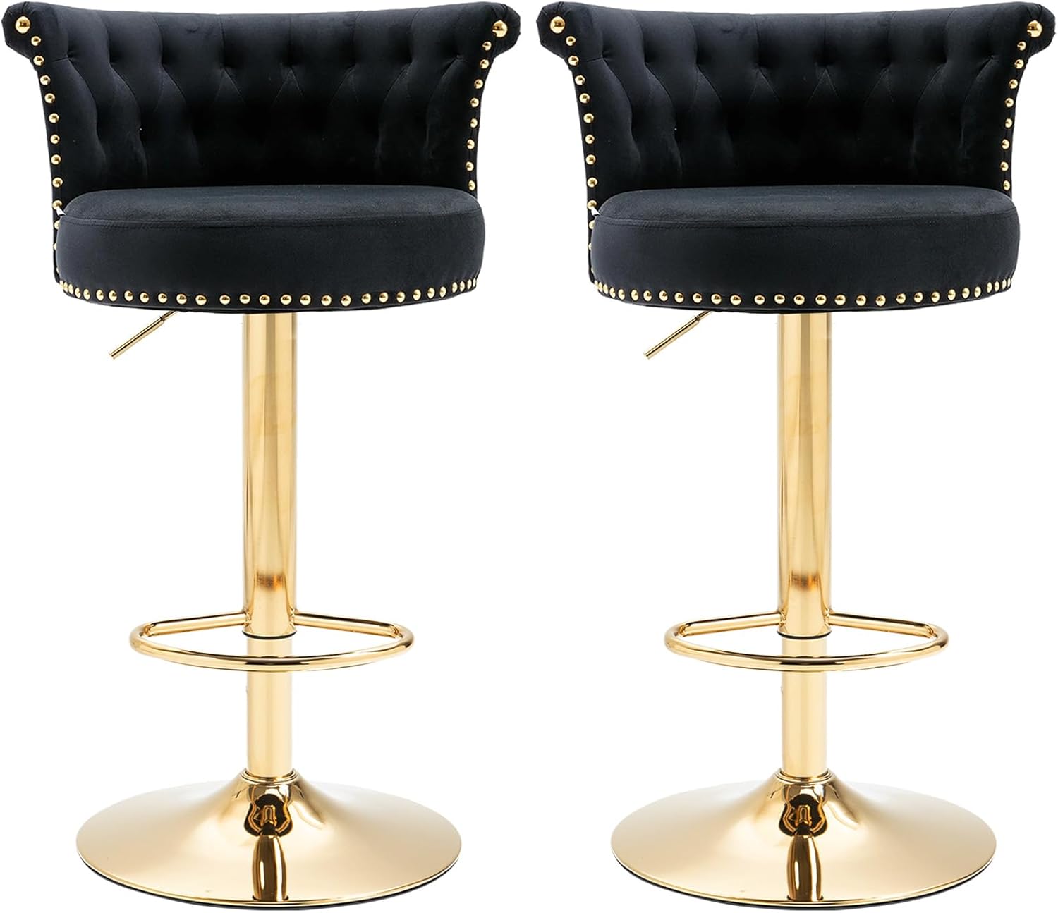 Modern Swivel Bar Stools, Adjustable Counter Height Gold Barstools with ...