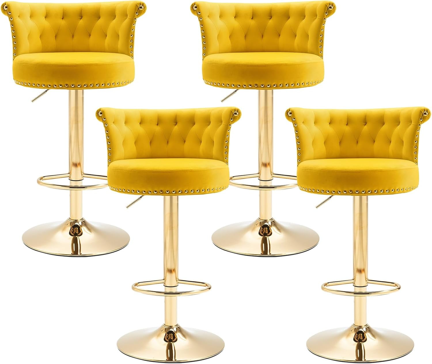 Modern Swivel Bar Stools, Adjustable Counter Height Gold Barstools with ...