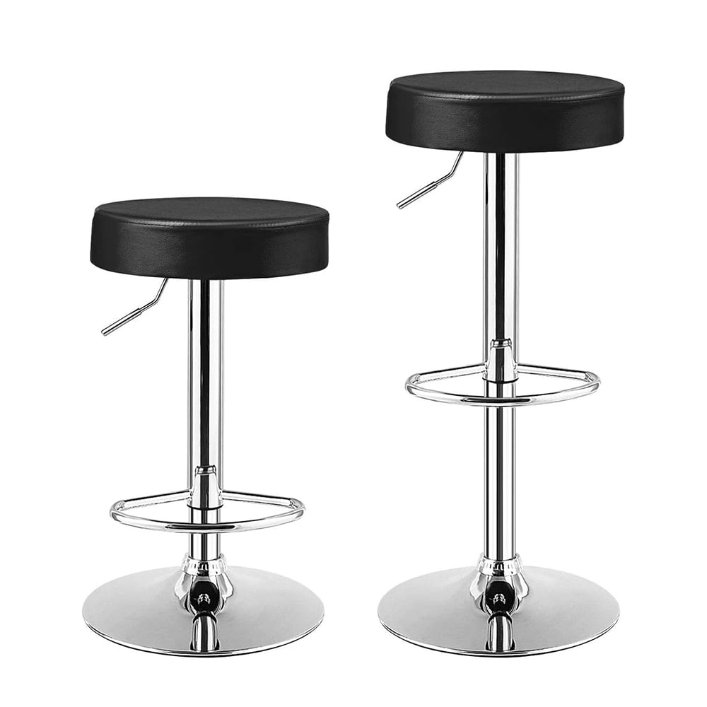 Modern Swivel Bar Stools Set of 2, Backless Round Barstool, Leather ...