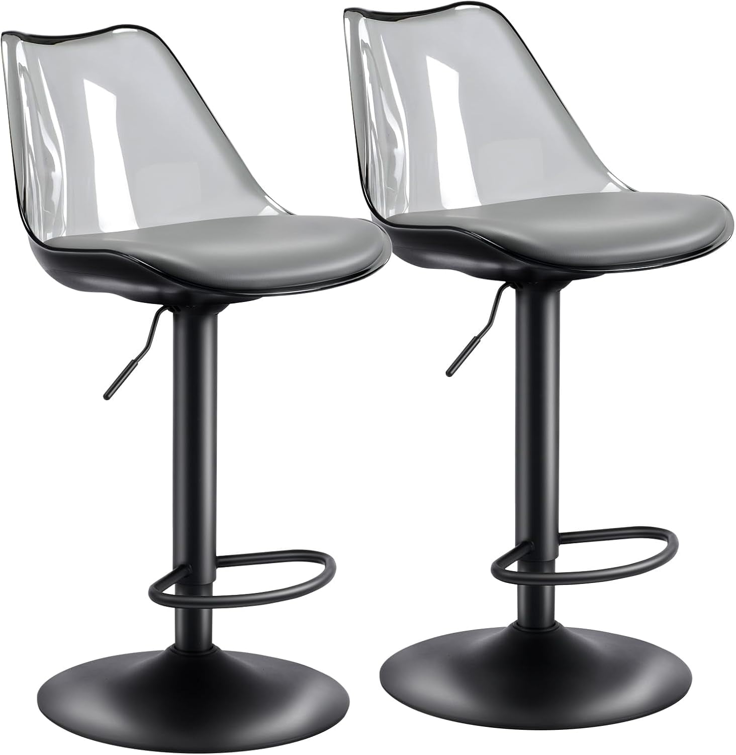 Modern Swivel Bar Stools Set of 2 Faux Leather Upholstered Counter ...