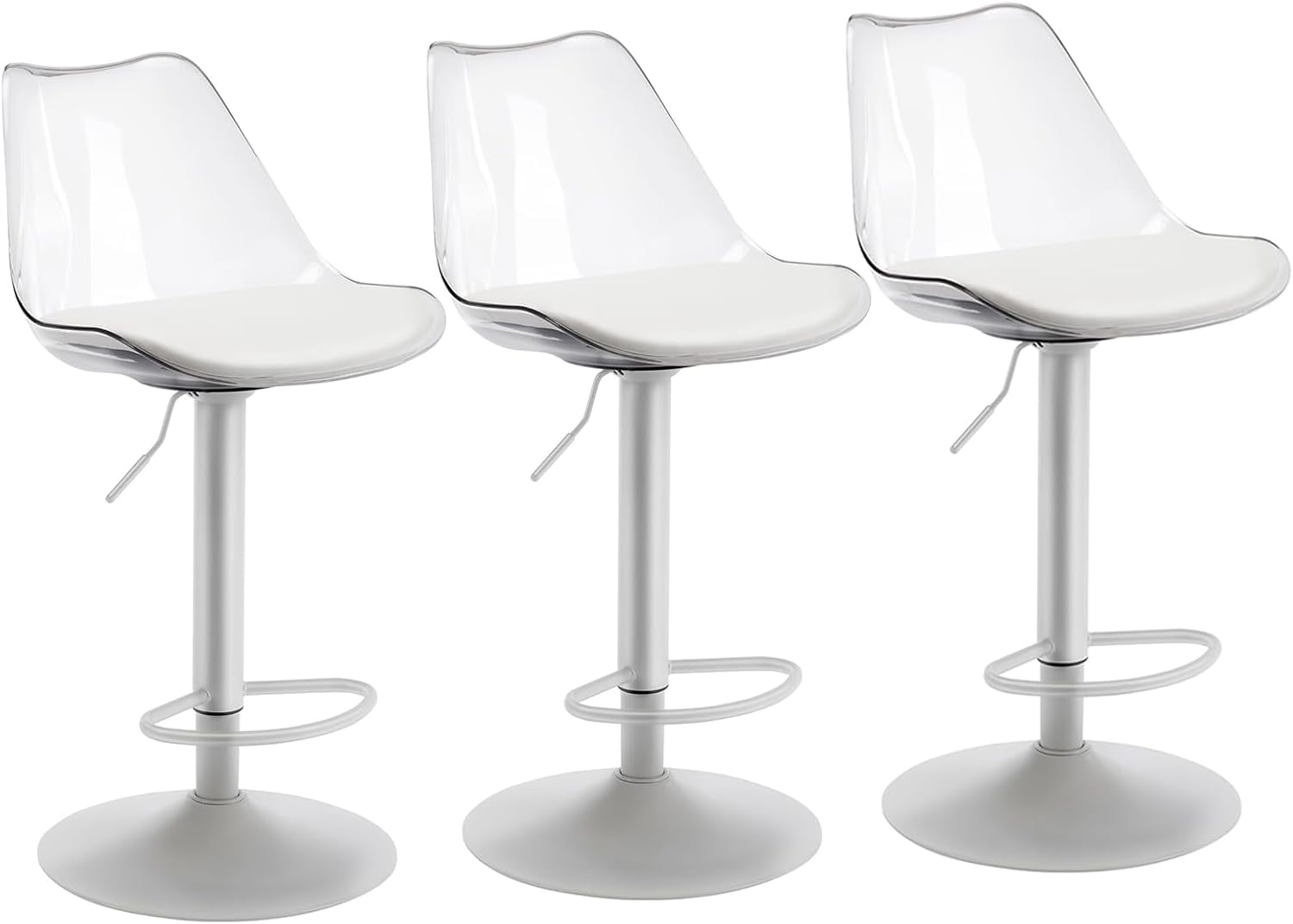 Modern Swivel Bar Stools Set of 2 Faux Leather Upholstered Counter ...