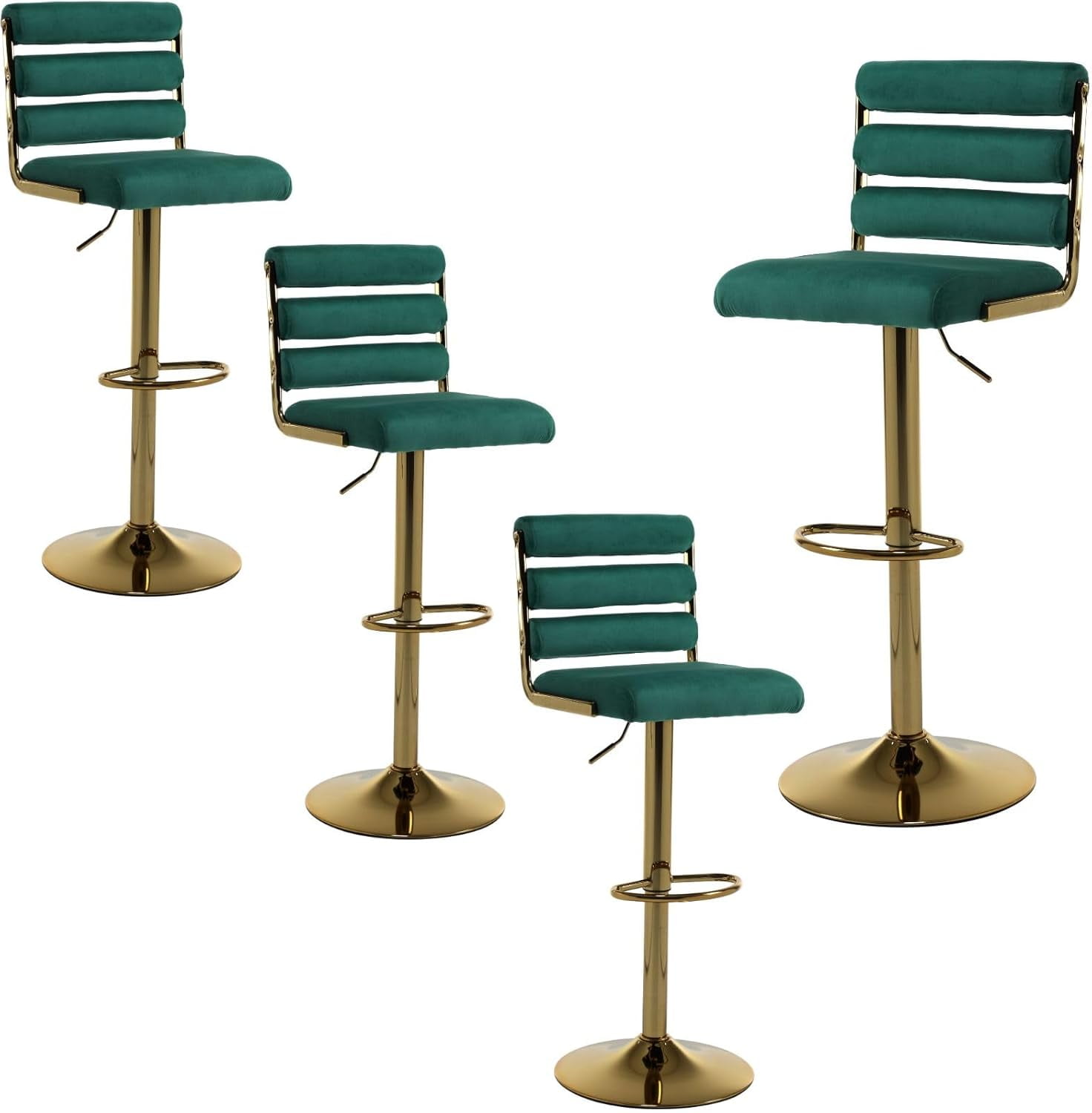 Modern Swivel Bar Stools Set of 2 Velvet Counter Height Barstools with ...