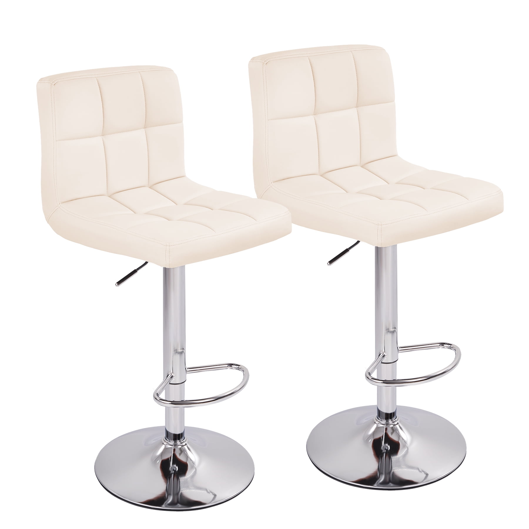 ‌Modern Swivel Bar Stools Set of 2 - White Adjustable Swivel Bar Stools ...