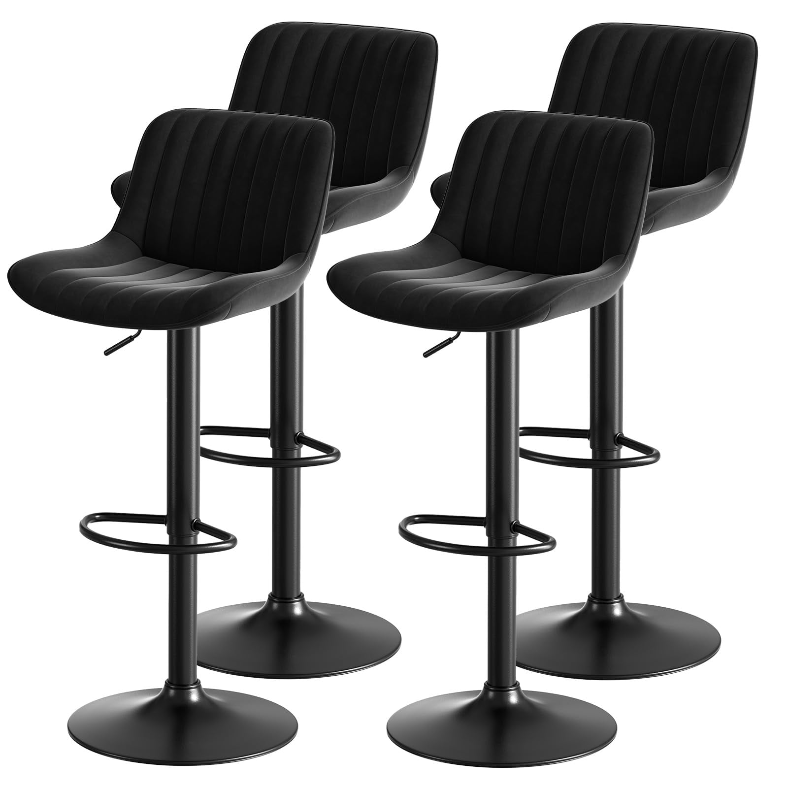 Modern Swivel Bar Stools Set of 4, Counter Height Bar Stools with ...