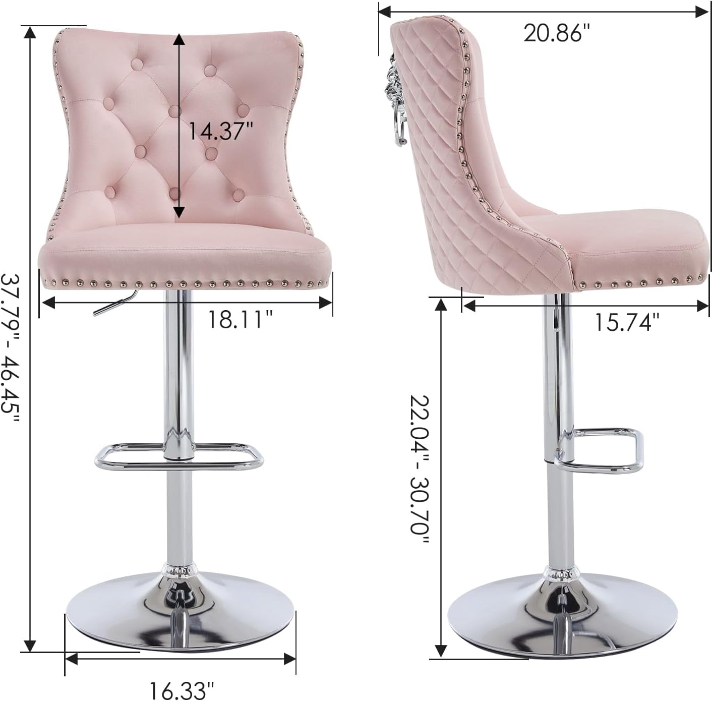 Modern Swivel Bar Stools Set of 4, Velvet Tufted Counter Stools with ...