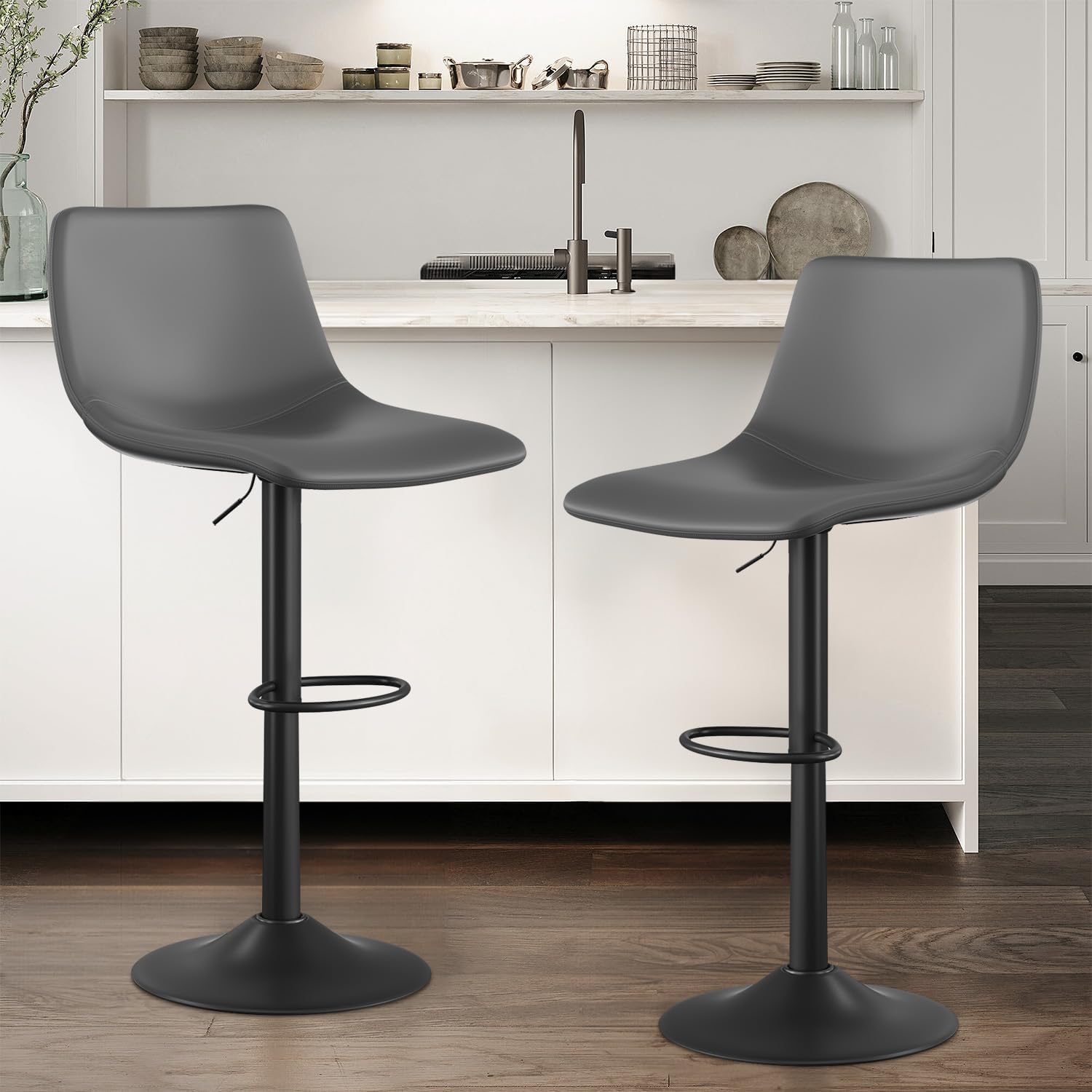 Modern Swivel Bar Stools Set of 2 - Counter Height Bar Chairs with ...