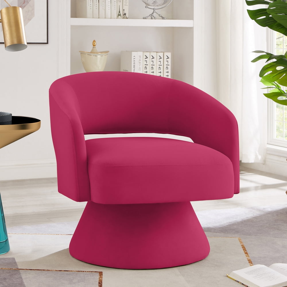 Modern Swivel Barrel Accent Chair, 360° Rotating Velvet Armchair with ...