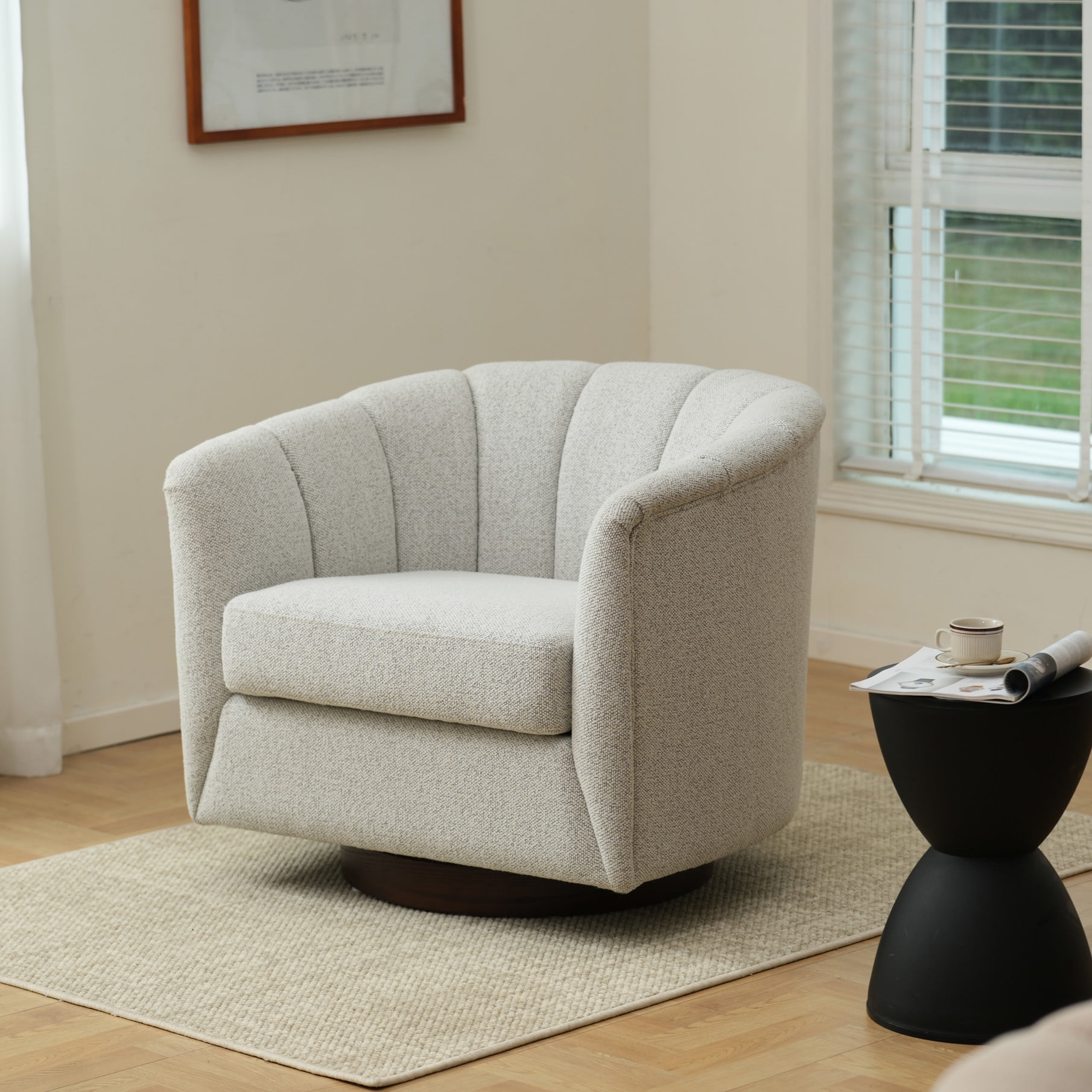 Modern Swivel Chair With Foam+spring Cushioning And Metal & Wood Frame ...