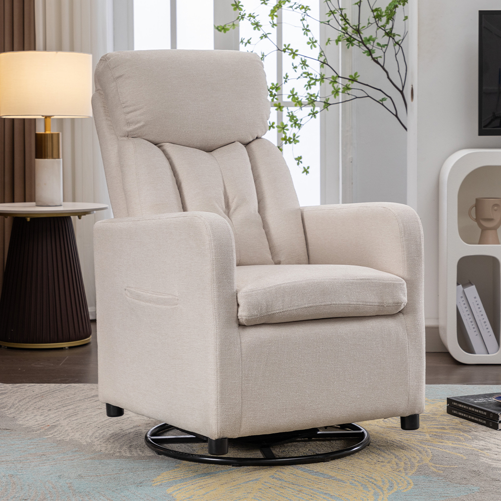 Modern Swivel Glider Chair, Swivel Rocking Chair With Metal Round Base ...