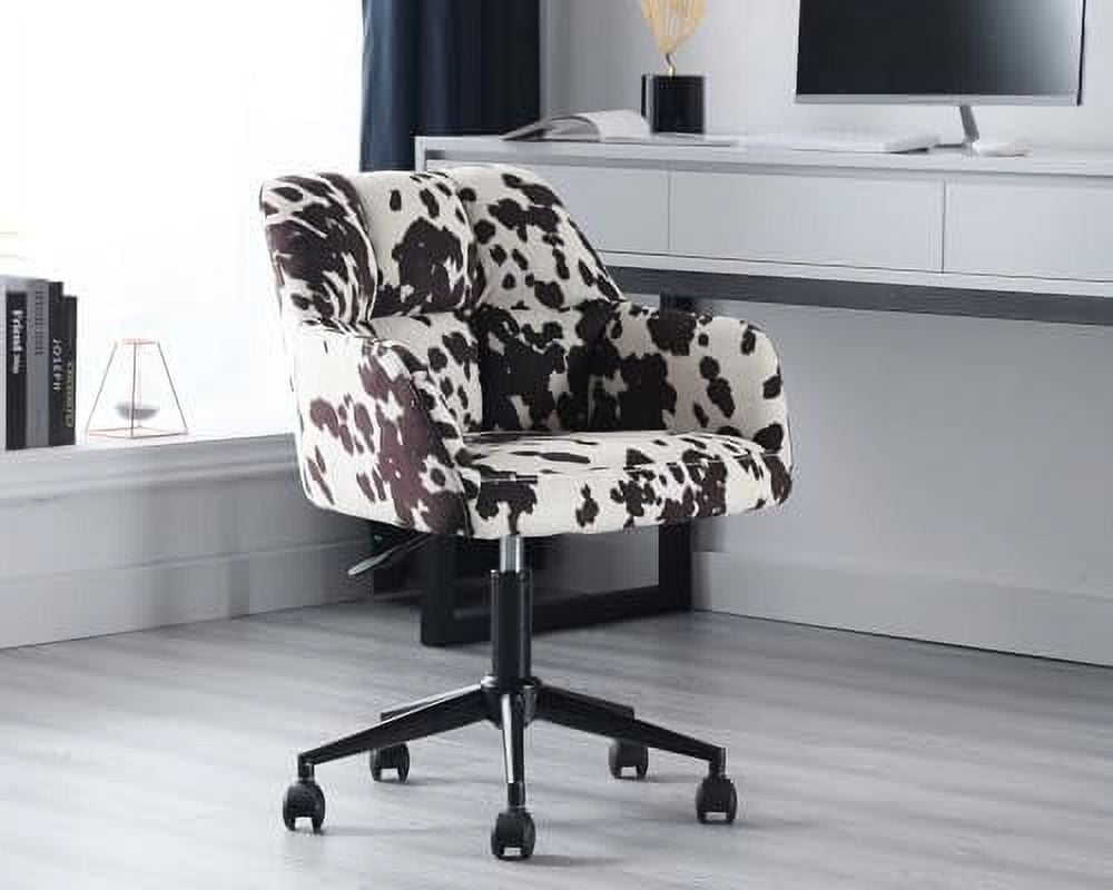 Modern Swivel Home Office Desk Chair with Wheels and Arms Cow Print ...