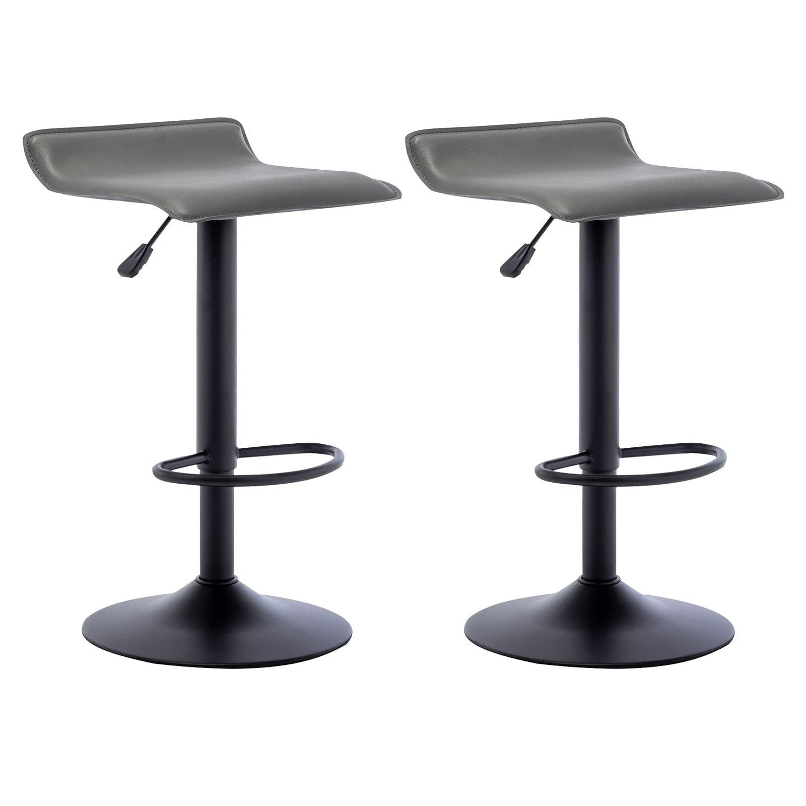 Modern Swivel PU Leather Airlift Barstools, Adjustable Backless Bar ...