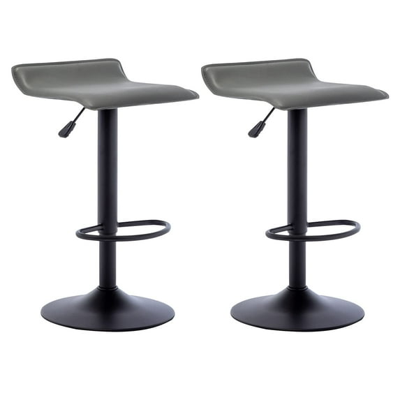 Modern Swivel PU Leather Airlift Barstools, Adjustable Backless Bar Stool Set of 2, Kitchen ...