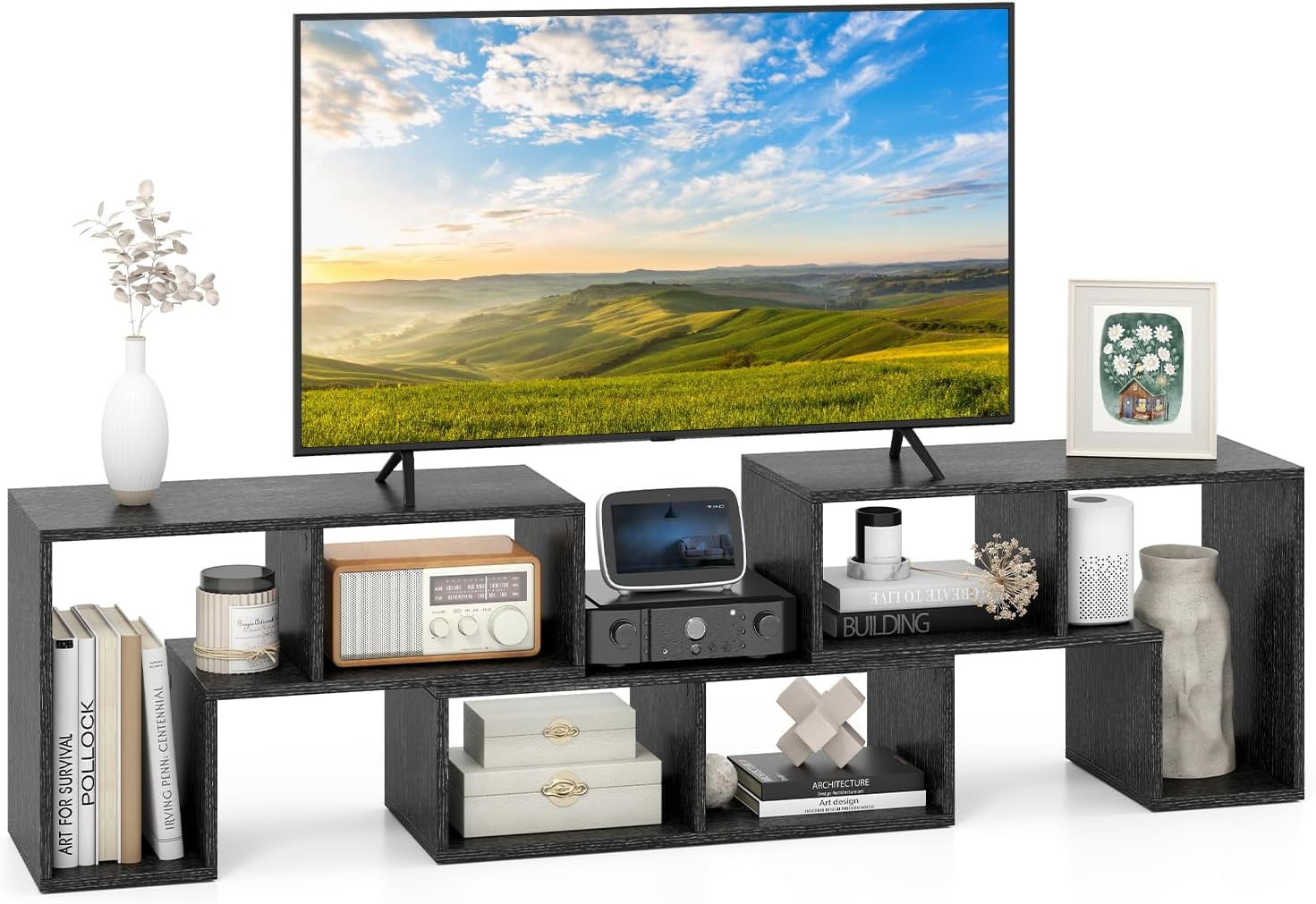 Modern TV Console Stand, Adjustable Entertainment Center with Storage ...