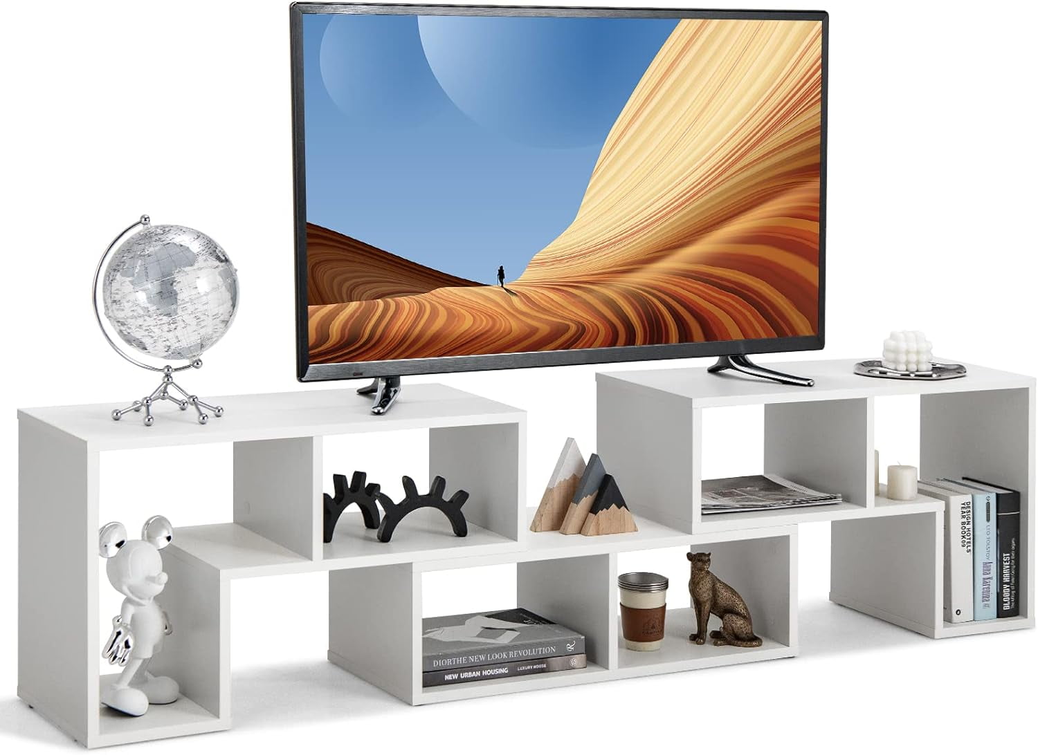 Modern TV Console Stand, Adjustable Entertainment Center with Storage ...