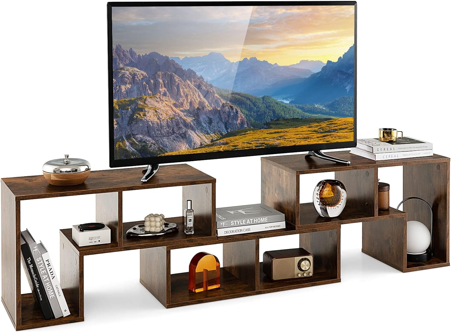 Modern TV Console Stand, Adjustable Entertainment Center with Storage ...