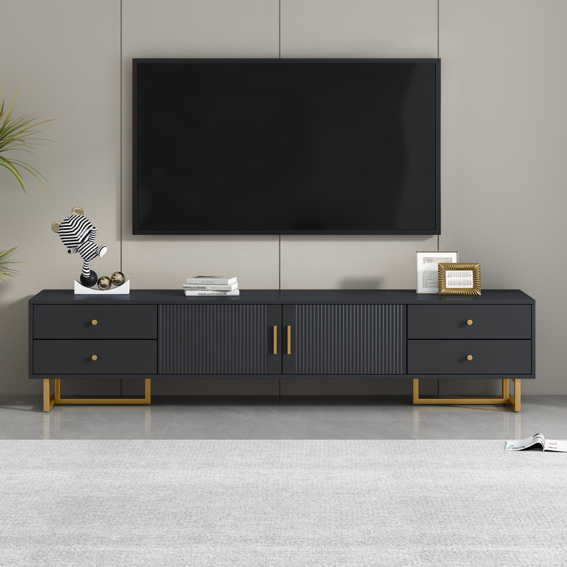 Modern TV Stand for 65+ Inch TV, TV Console Cabinet Furniture with 4 ...