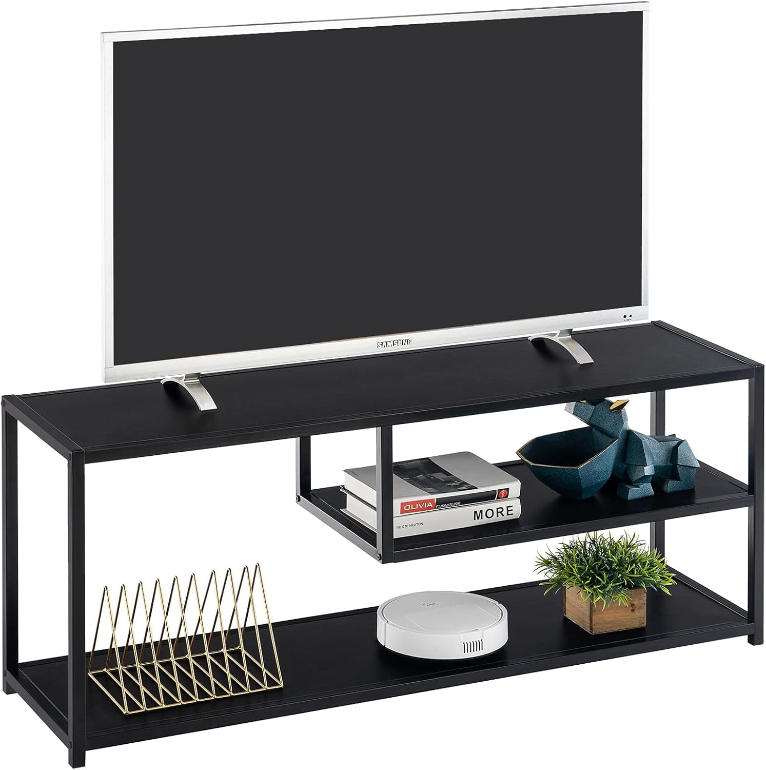 Modern TV Stand for 65" TV, TV Table with Storage Shelves ...