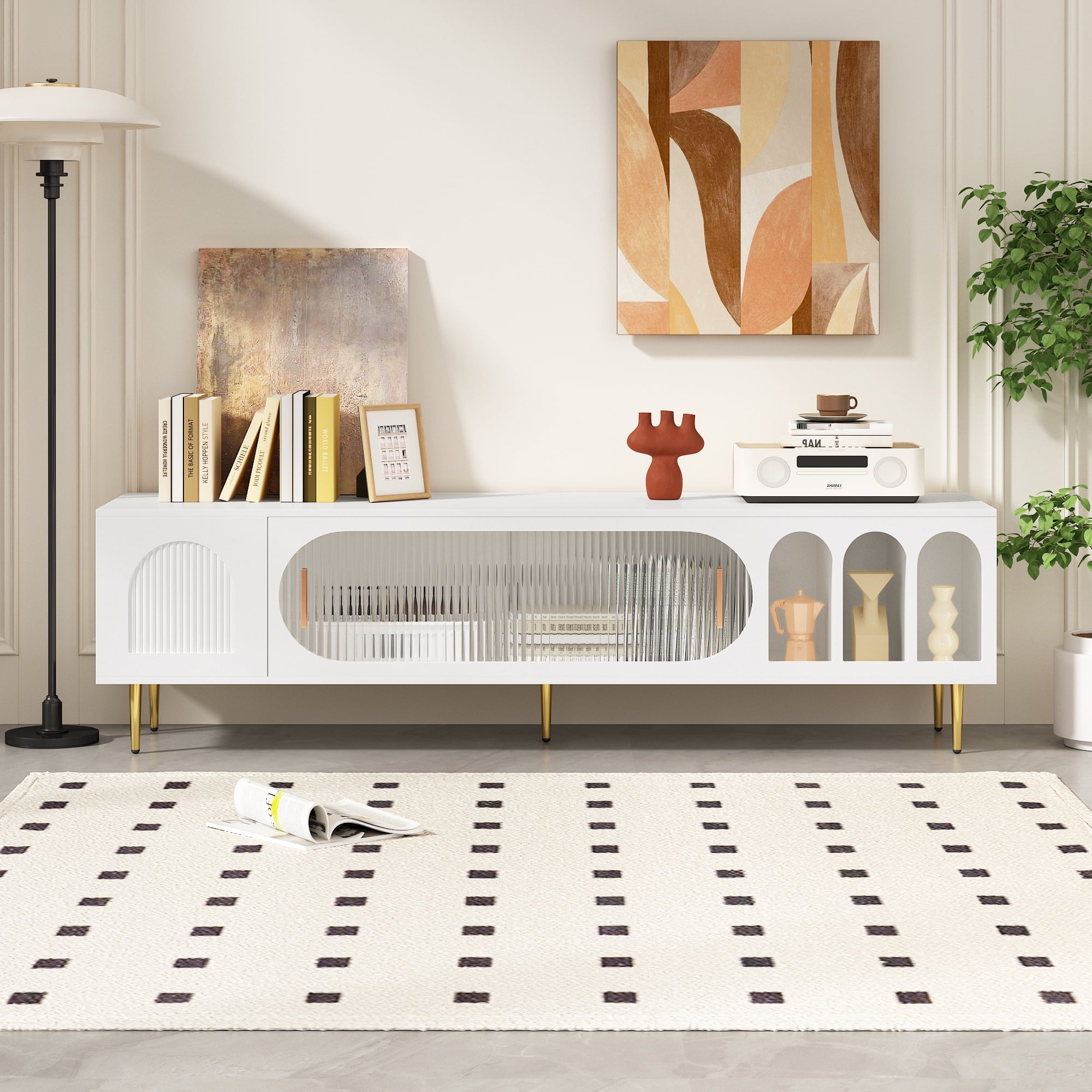 Modern TV Stand for 70+ Inch TV, Entertainment Center TV Media Console ...