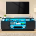 Modern TV Stand for 70 inch TVs, Entertainment Center with LED Lights ...