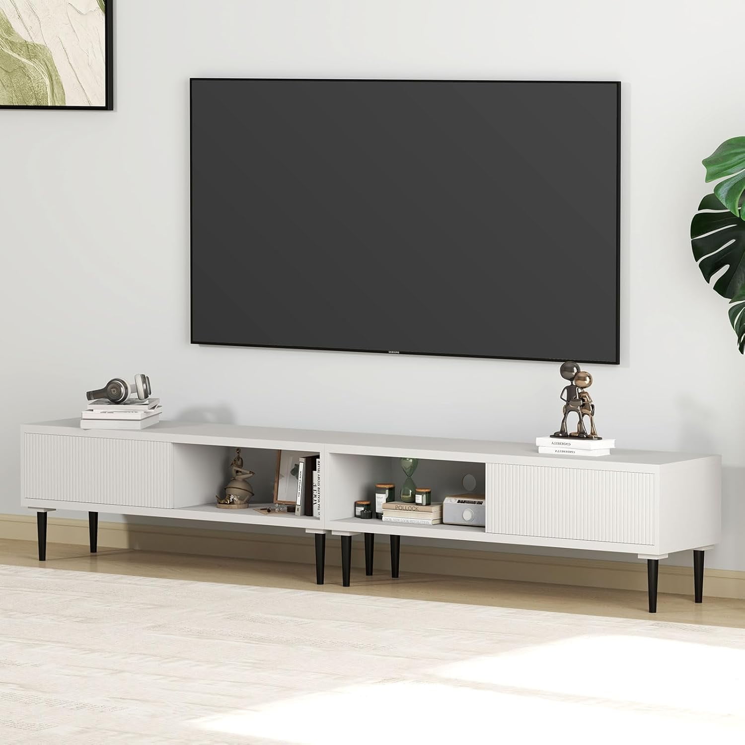 Modern TV Stand for 75-80 Inch, 2 Pieces Entertainment Center Media ...