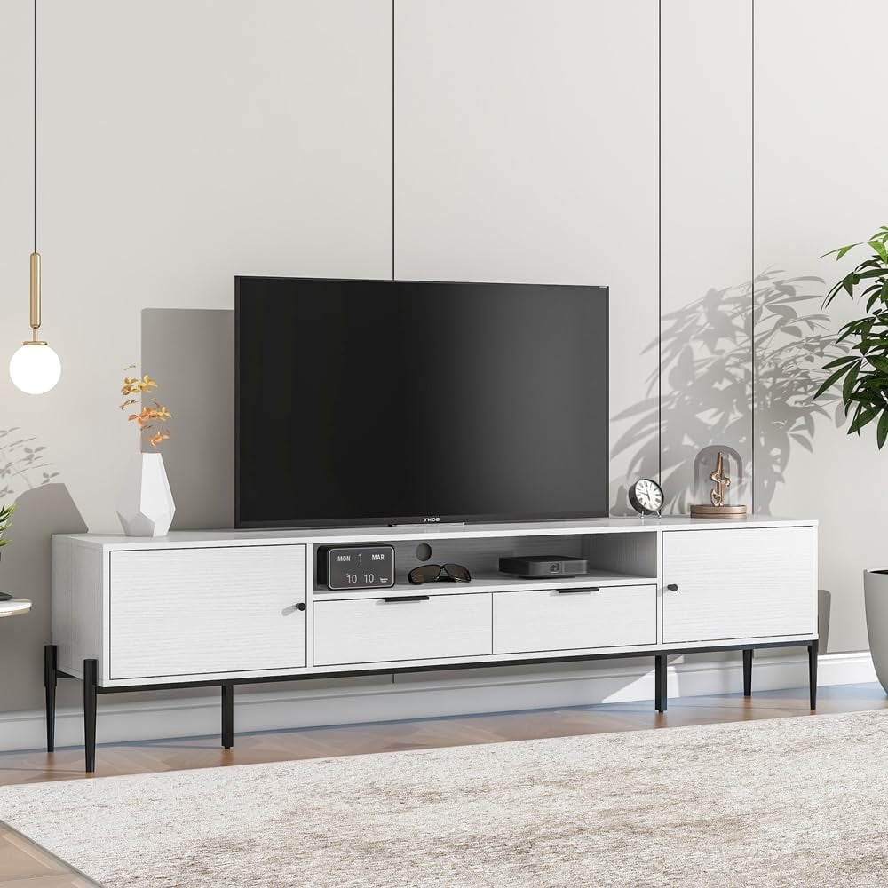 Modern TV Stand for 80 Inch TV, Entertainment Center with 2 Storage ...