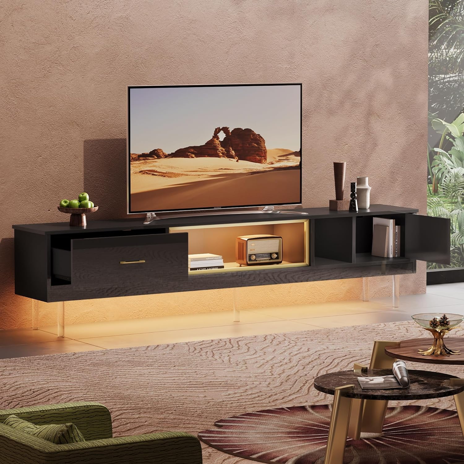 Modern TV Stand for 85 inch TV, 80 inch Long LED Entertainment Center ...