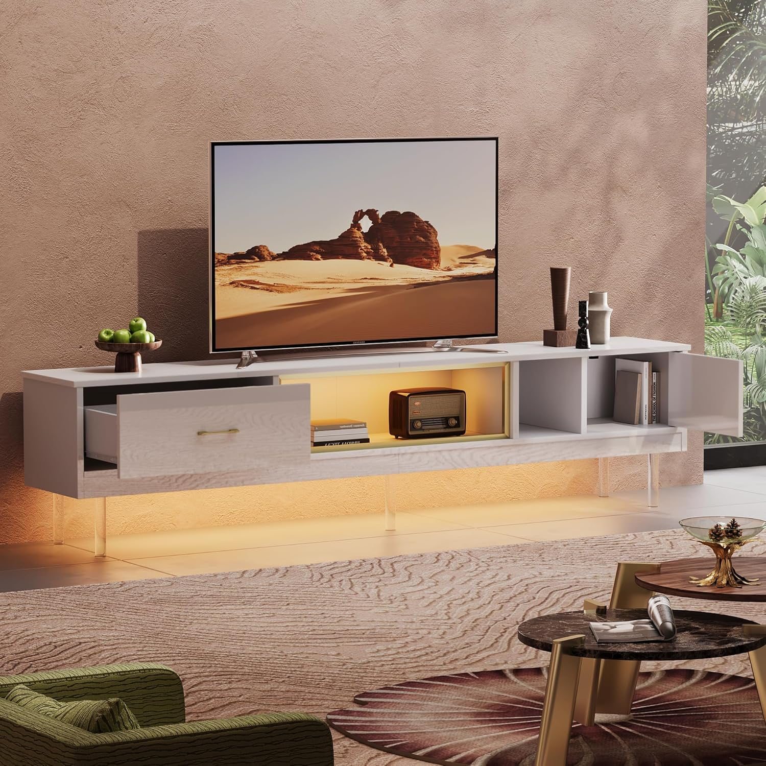 Modern TV Stand for 85 inch TV, 80 inch Long LED Entertainment Center ...