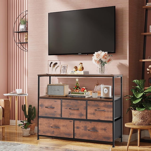 Modern TV Stand, Fabric TV Stand Entertainment Center for Up to 45" TV ...