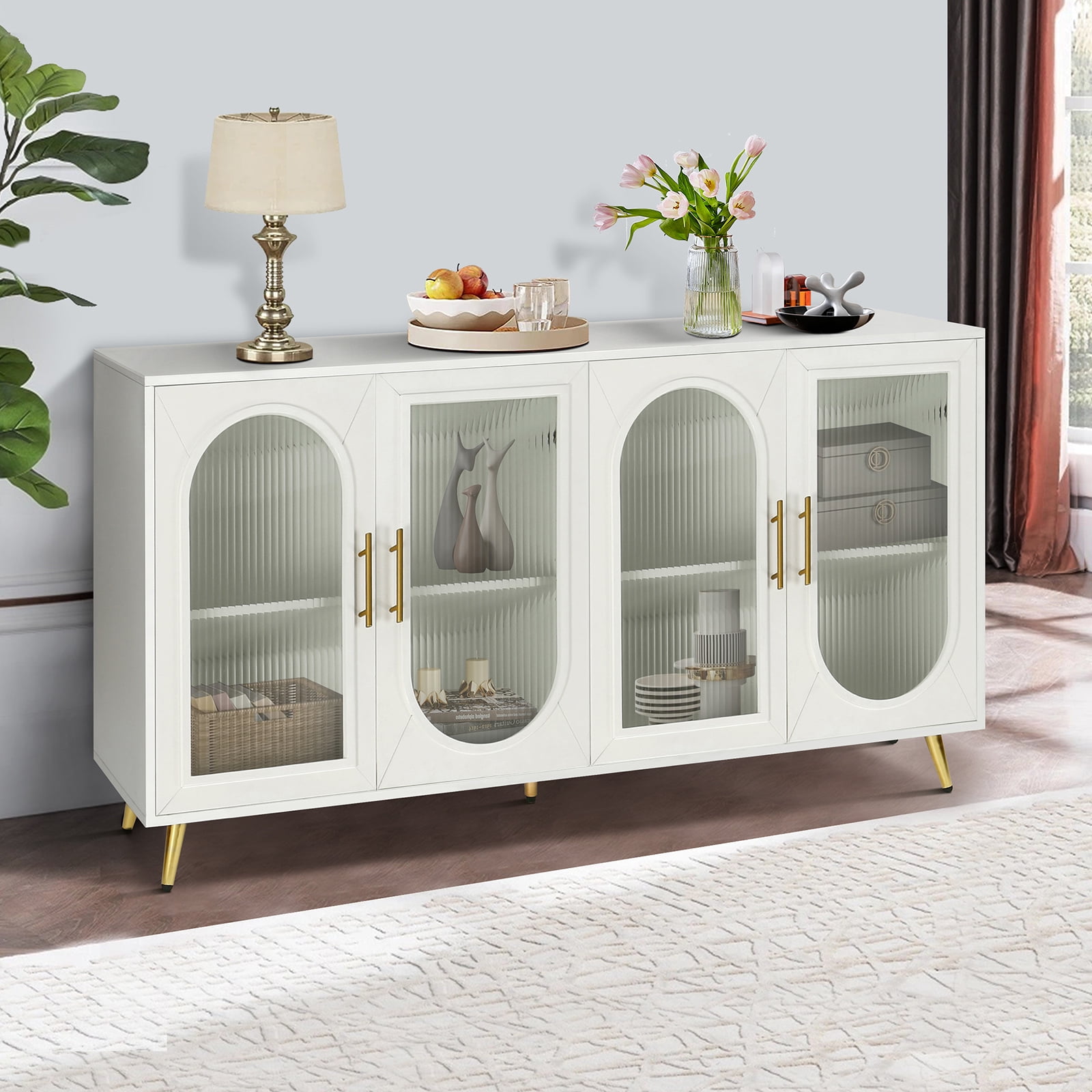 Modern TV Stand For 65+ Inch TV, Wooden Entertainment Center Media ...