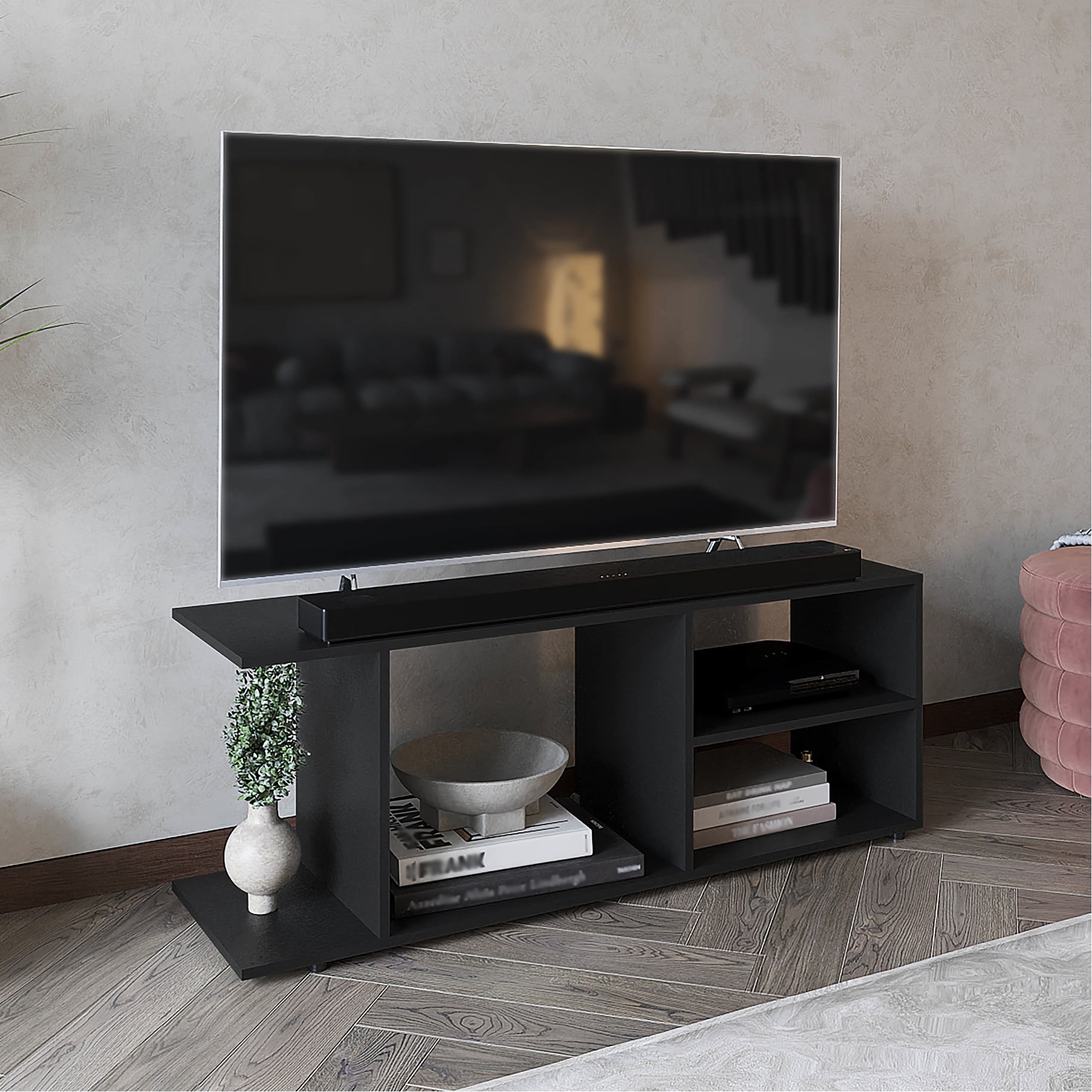 Modern TV Stand, Seamless Integration | Primary Living Space, Blends ...