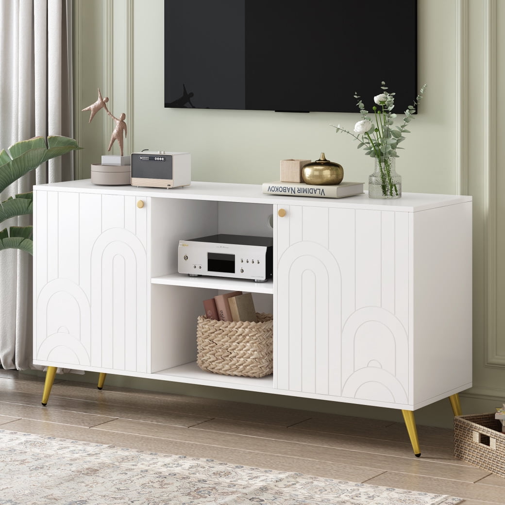 Modern TV Stand for TVs up to 55 Inches, Entertainment Center Media ...
