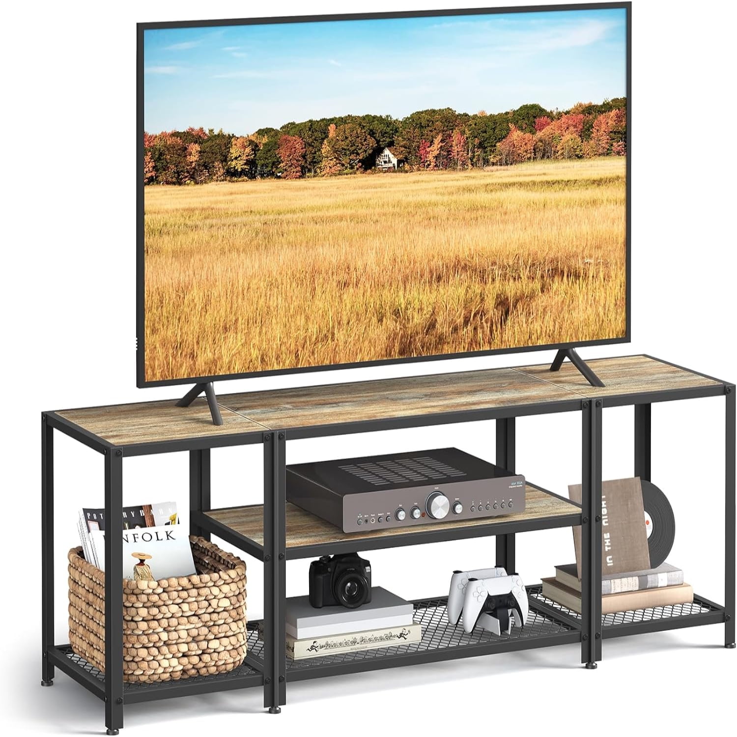 Modern TV Stand for TVs up to 75 Inches 3-Tier Entertainment Center ...