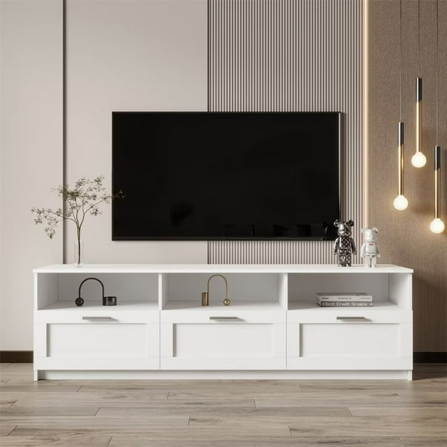 Modern TV Stand for 80 Inch TVs, Entertainment Center with 3 Storage ...