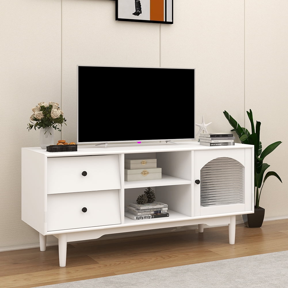 Modern TV Stand With Drawers Open Shelves Entertainment Center Media ...